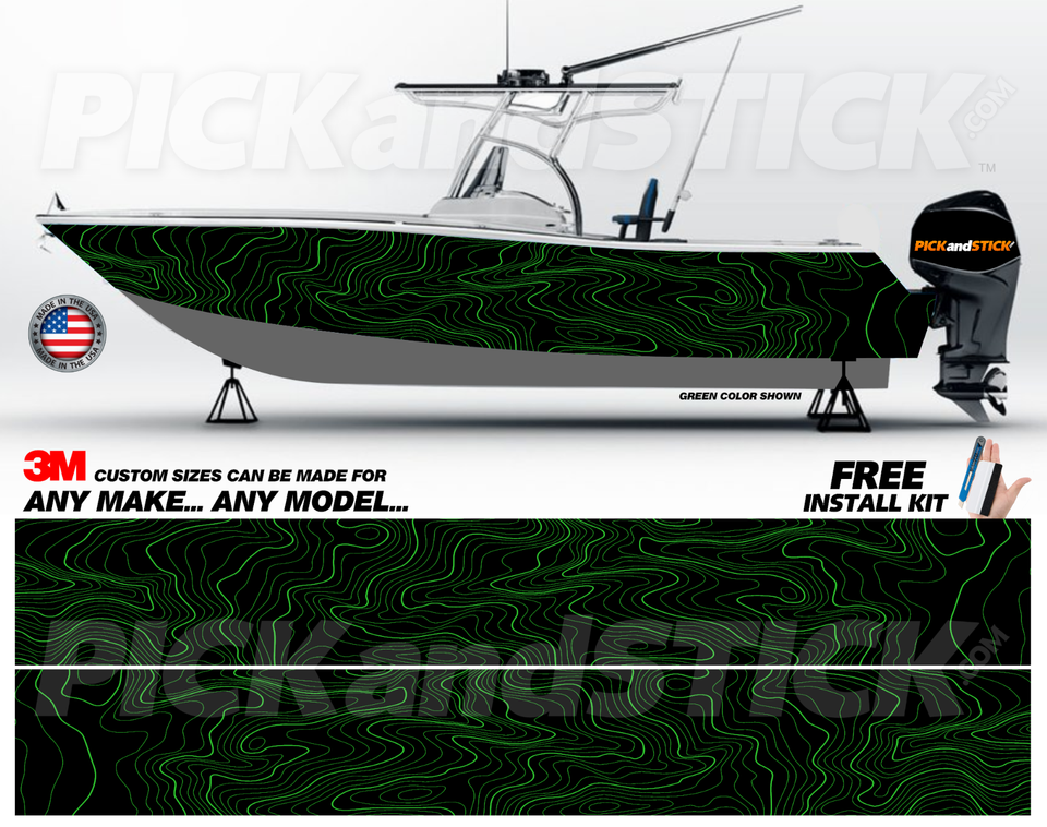 Topographical Map Boat Wrap 3M Cast Vinyl Wrap - Made in USA | eBay
