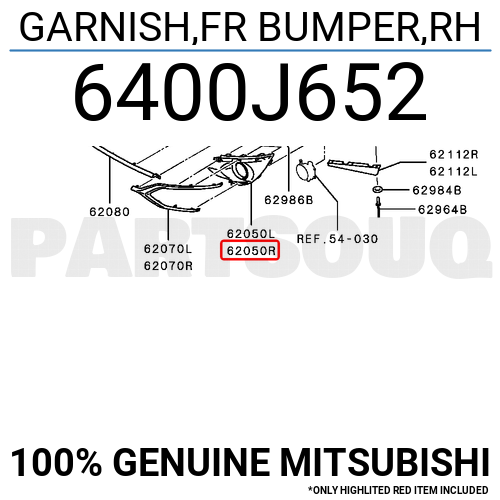 6400J652 Genuine Mitsubishi GARNISH FR BUMPER RH for sale online | eBay