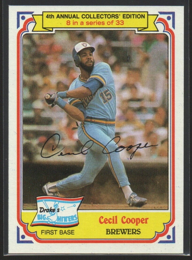 Cecil Cooper 1984 Topps Drake's Big Hitters #8 Milwaukee Brewers #4 | eBay