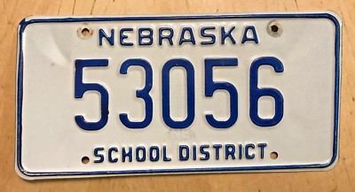 NEBRASKA SCHOOL DISTRICT LICENSE PLATE " 53056 " NE SCHOOL BUS | eBay