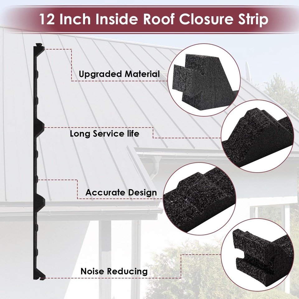 12 in Inside Classic Ribbed Profile Foam Closure Strip for Metal roof ...