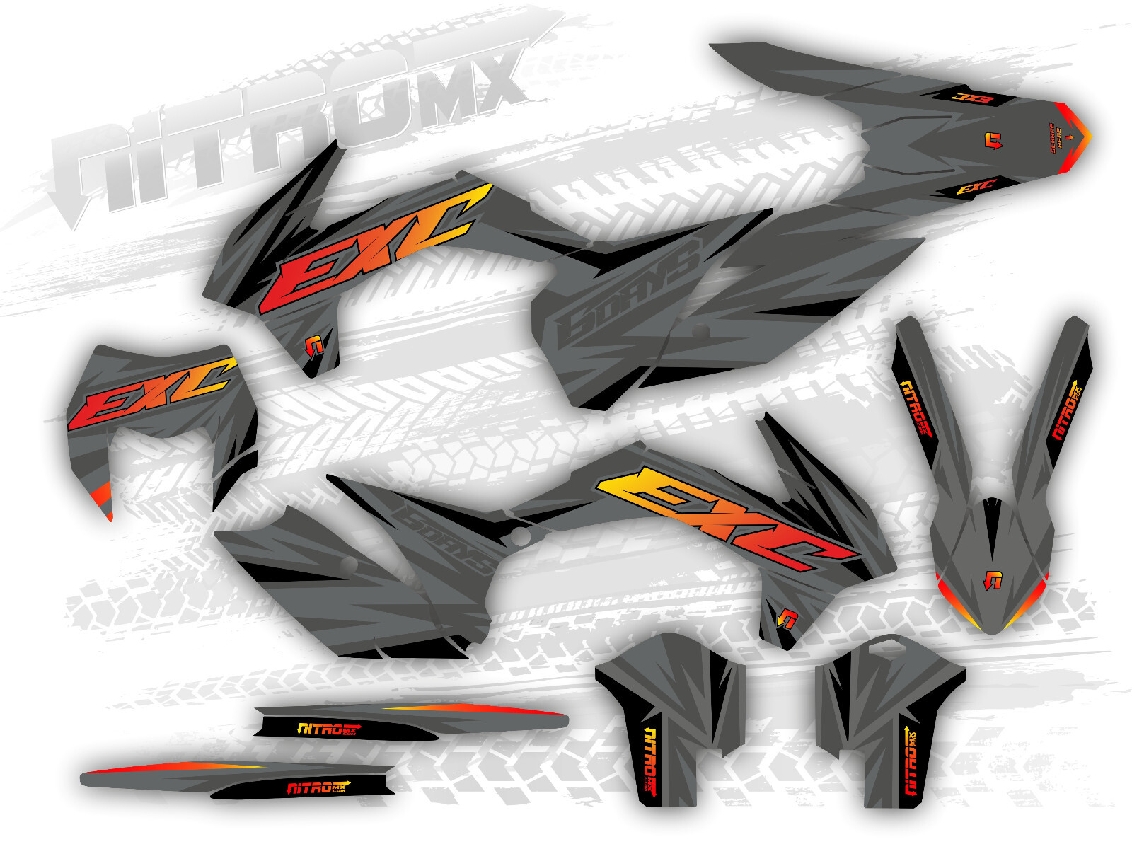 Grafik Set passend KTM EXC EXC-F 125 250 300 350 450 2014 2015 2016 ...