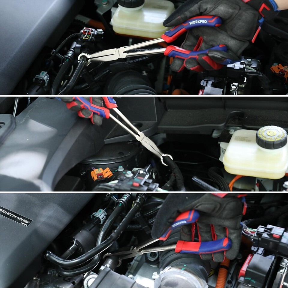 WORKPRO 3PC Long Reach Hose Grip Pliers Set 11" Ring Nose Hose Gripper ...