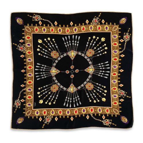 80s Trompe L'Oeil Jewel Chain Status Print VTG Silk Square Scarf ...