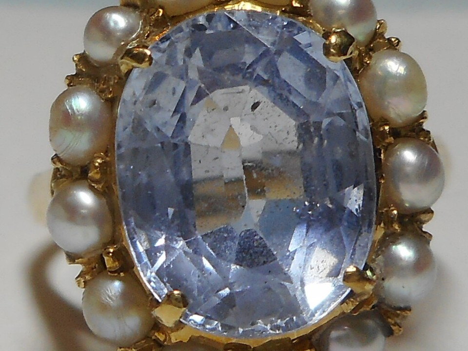 Ring Natural Periwinkle Blue Sapphire Cultured Freshwater Pearl | eBay