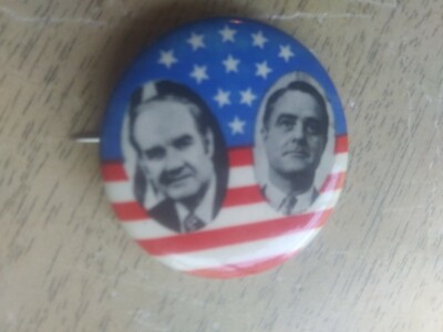 George McGovern Pin Back Campaign Button Sargent Shriver Jugate Stars ...