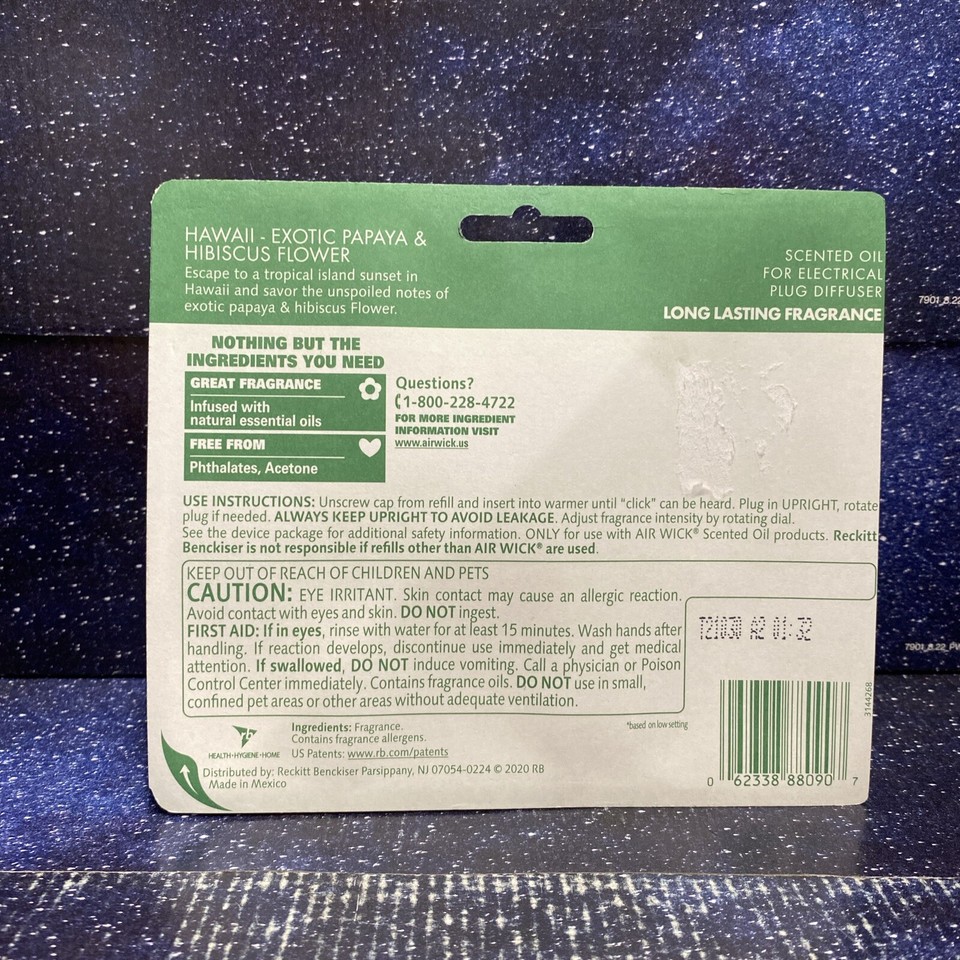 Air Wick Scented Oil Plug-in Air Freshener Refill 3 Pack Hawaiian Scent ...