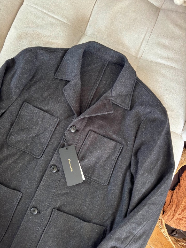 Massimo Dutti Wool Overshirt Jacket With Pockets Black Mens size M ...