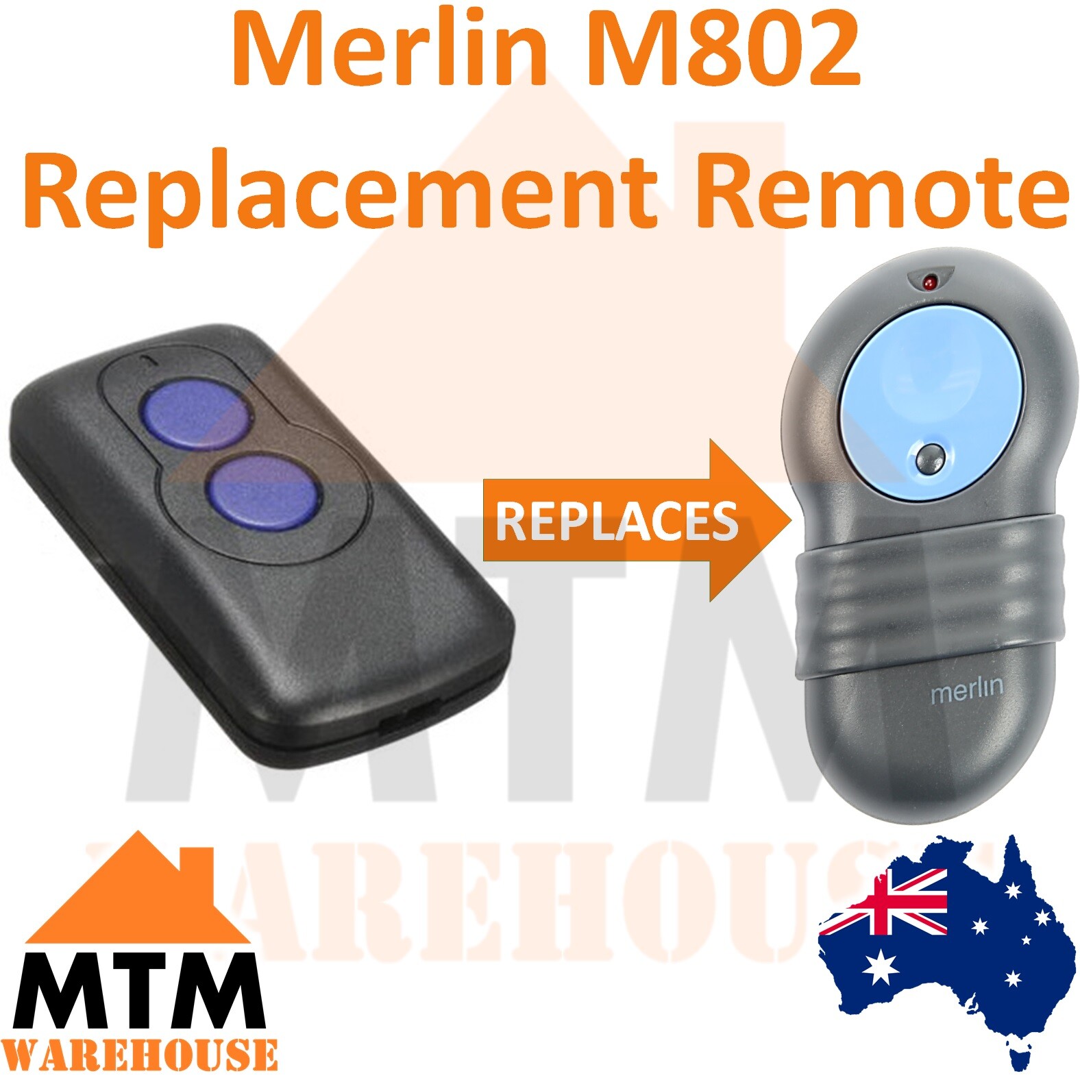 3 x Merlin M802 M800 M2100 Replacement Garage Door Remote Control ...