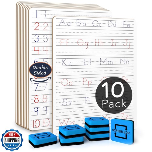 Scribbledo 10 Pack Dry Erase Handwriting Practice for Kids 9 x 12 Inch ...