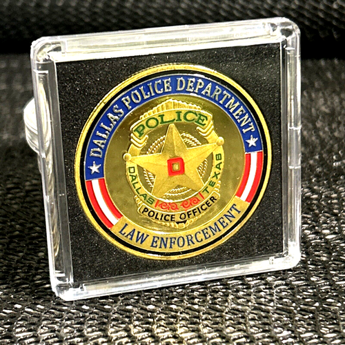 DALLAS TEXAS POLICE DEPARTMENT GOLD FINISH Challenge Coin W 2X2 ST CASE ...