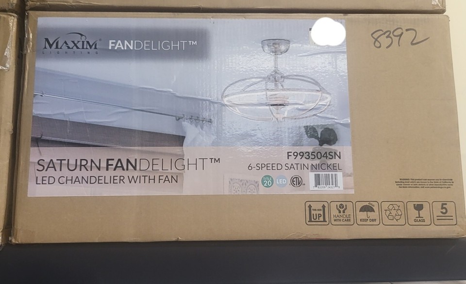 Maxim 27" 6-Speed Satin Nickel Fandelight 19.5" H X 27.25" W X 27.25" D ...