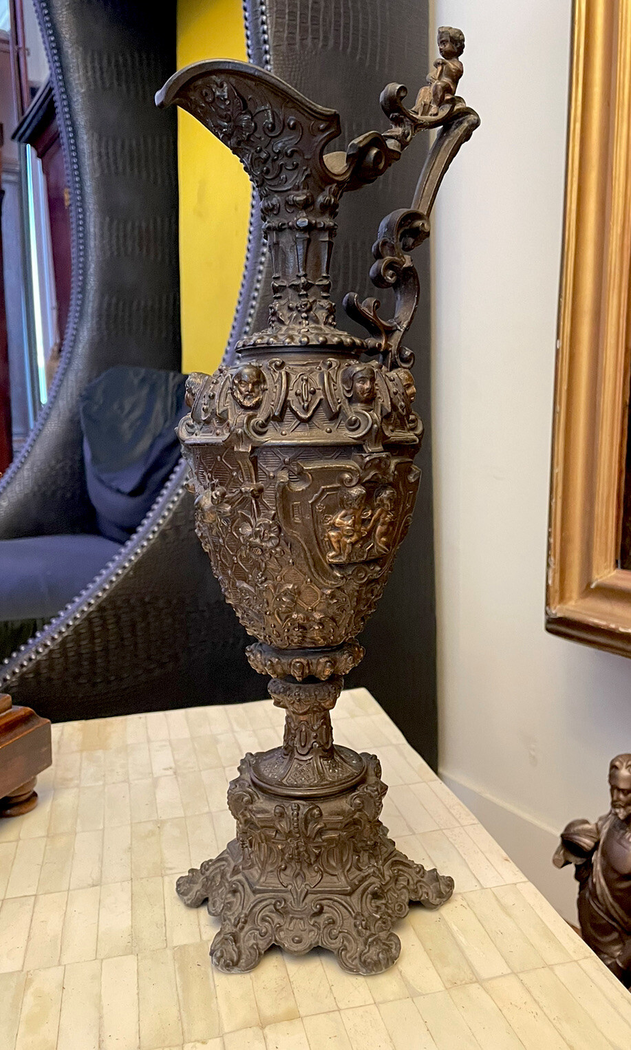 Large Antique Cast Ewer/Pitcher Clock Garniture | eBay