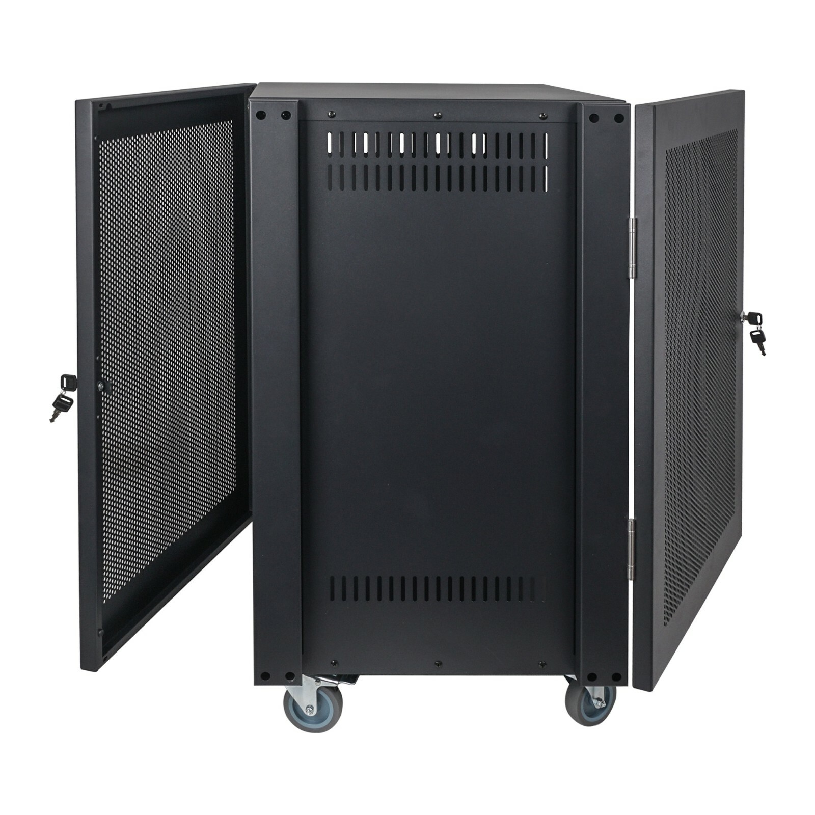 Sound Town 16U Steel Server Rack, w/ Mesh Doors, Locking Casters (STRK ...