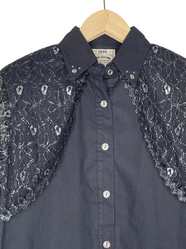 Vintage 1849 Authentic Ranchwear Lace Western Shirt Black Silver ...