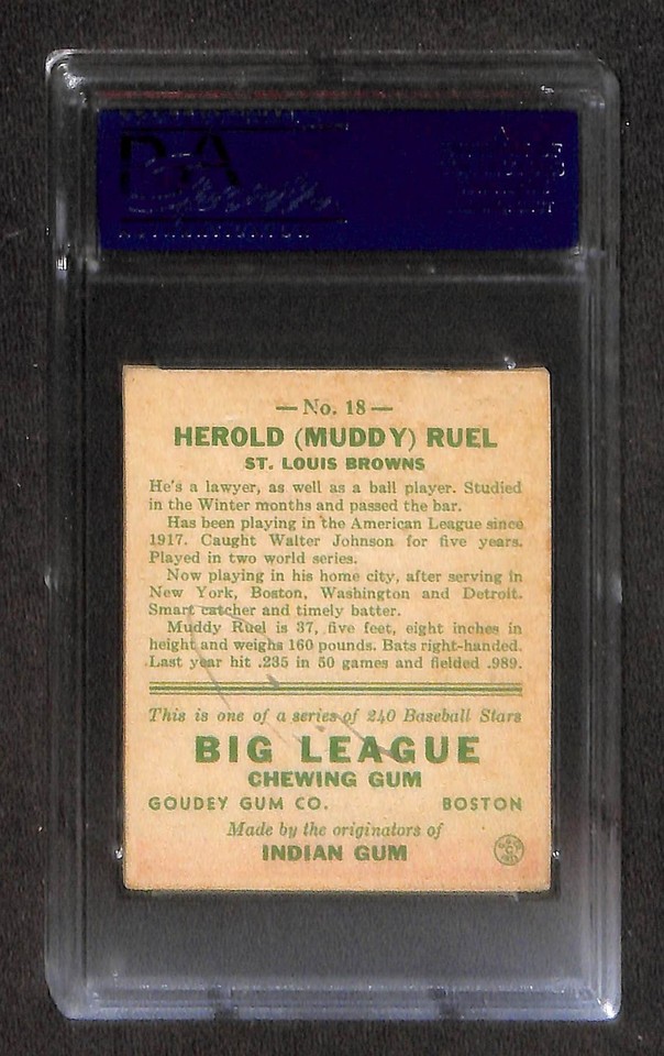 1933 Goudey #18 Muddy Ruel PSA 6 EX-MT 17626632 | eBay
