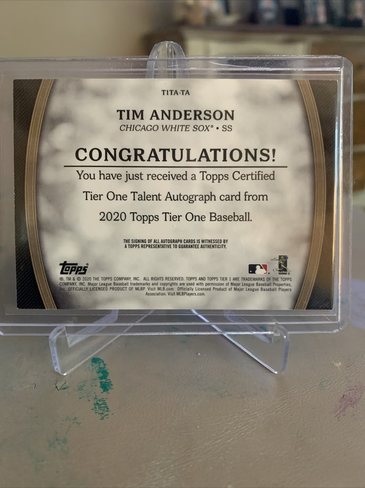 2020 Topps Tier One Talent Auto Tim Anderson 196/299 Chicago White Sox ...