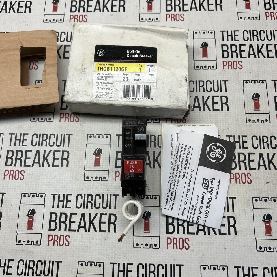 GE THQB1120GF 1 Pole 20A Ground Fault Circuit Breaker Molded Case ...