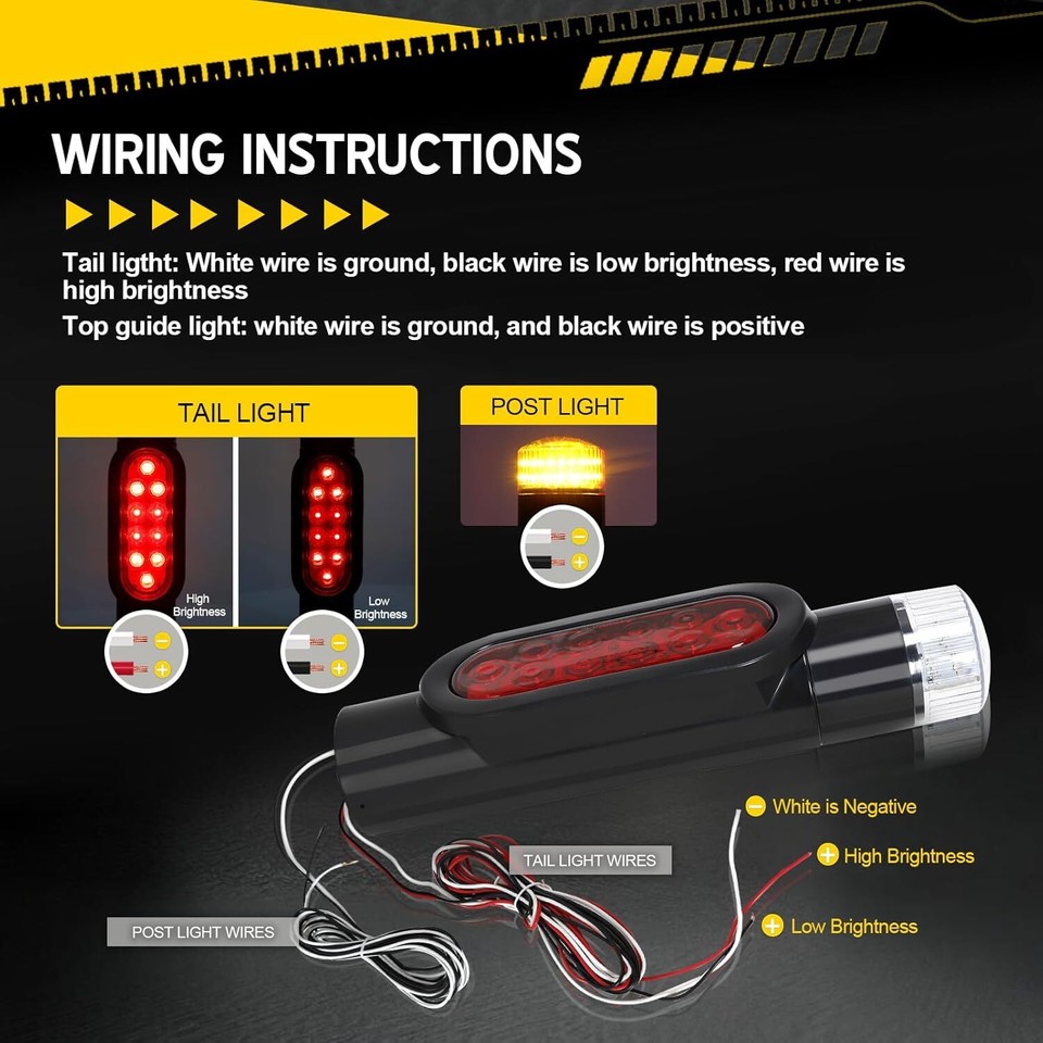 2PCS Boat Trailer Guide Post LED Pole Light Set 12V | eBay