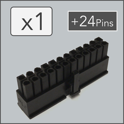 x1 24 pin Female ATX EPS Power Connector PSU Socket - Black + 24 Pins ...