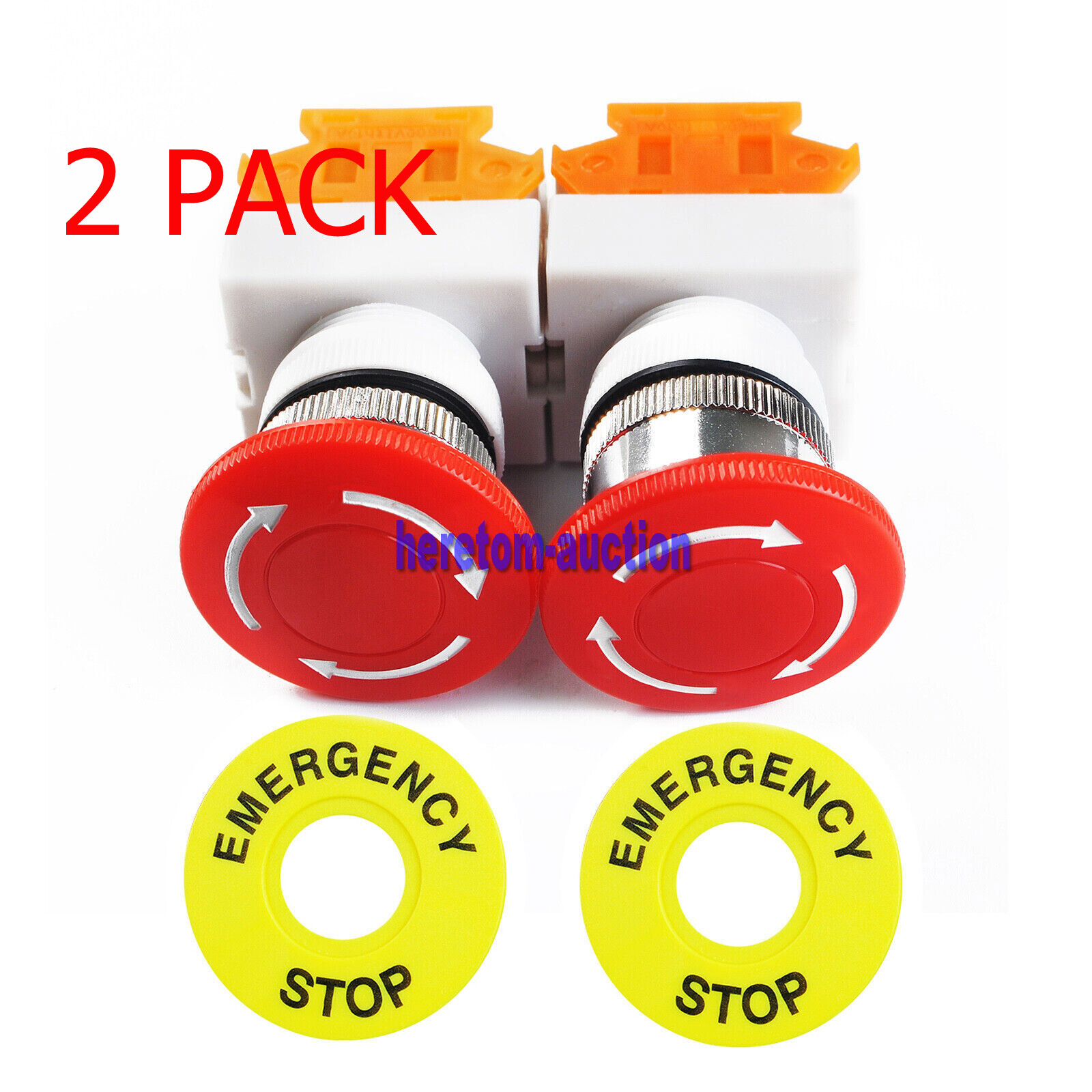 4Pcs Emergency Stop Button Shut Off Push Button Switch Red Mushroom AU ...