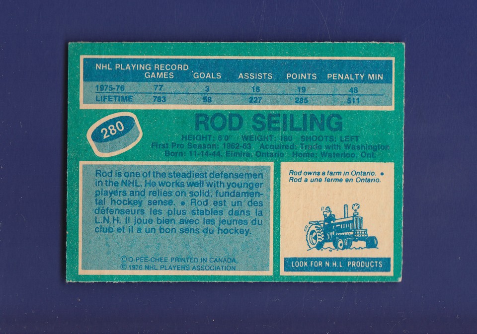 Rod Seiling 1976-77 O-PEE-CHEE OPC NHL Hockey #280 (EX) St. Louis Blues ...