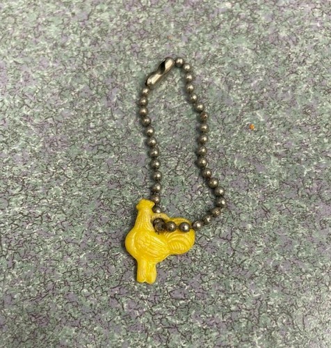 Vtg Plastic Yellow Rooster Chicken Keychain Charm Ring Prize Premium ...