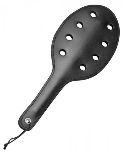 Strict Leather Rounded Paddle with Holes BDSM Bondage Fetish Spanking ...
