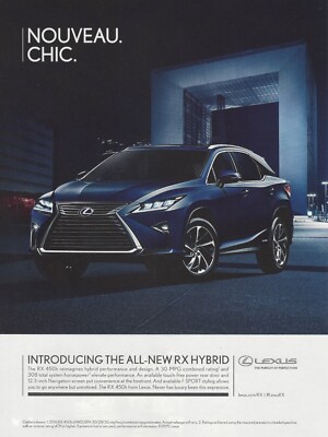 2016 Lexus RX 450h Hybrid F Sport Print Ad Advertisement | eBay