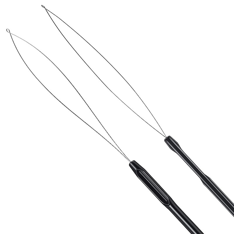 10Pcs Hair Extension Loop Threader Hook Tool and Bead Tool Black ...