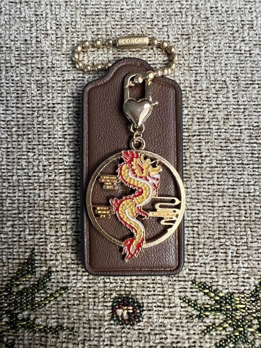 Genuine Coach 2.25” Brown Leather HangTag Lunar New Year Dragon Gold ...