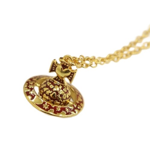 Vivienne Westwood MINI BAS RELIEF Necklace Orb Pendant Gold Color Red ...