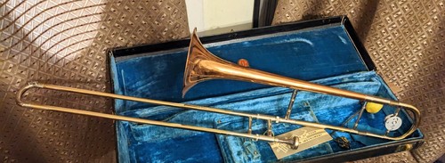 Antique 1958 Conn Trombone Coprion Bell Hard Case w/key Mouthpiece ...