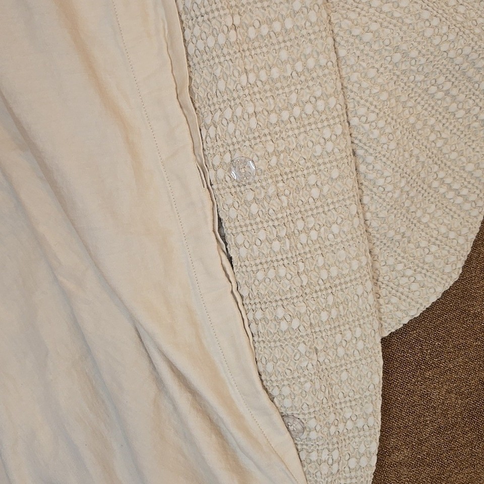 Pottery Barn Full/Queen Honeycomb Waffle Duvet Tan Beige 100% Cotton ...