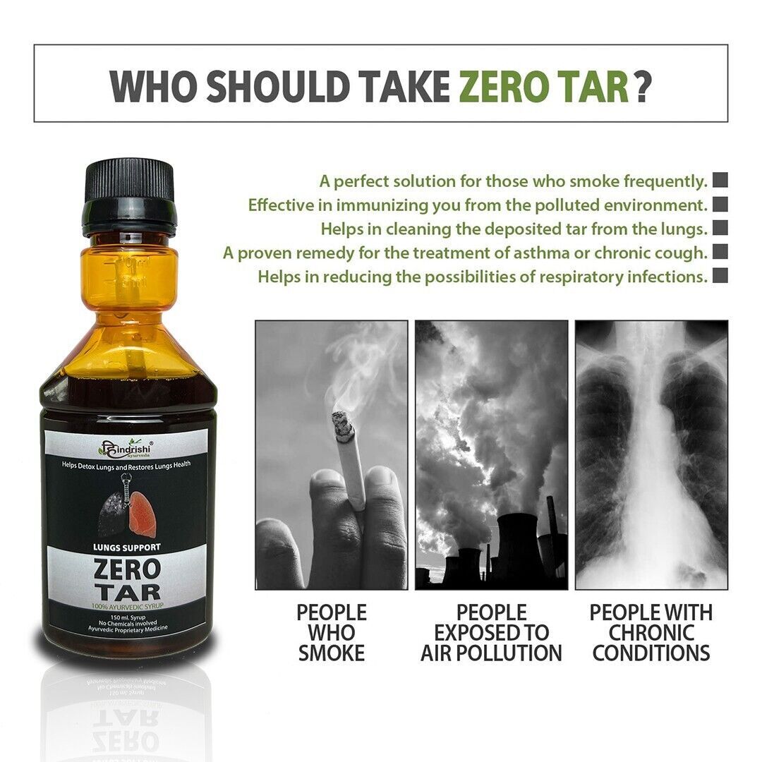 Hindrishi Ayurveda Zero Tar Syrup for Lungs Detox Herbal Supplement ...