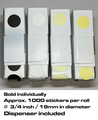 3/4" / 19mm Self-Adhesive Target Pasters Qty: 1000 per roll w/dispenser ...