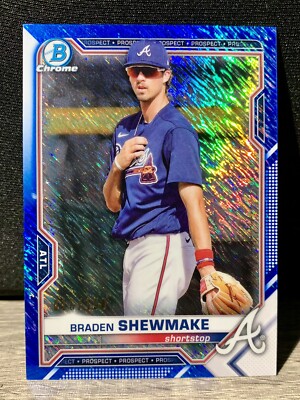 Braden Shewmake 2021 Bowman Chrome Prospects Blue Shimmer Refractor ...