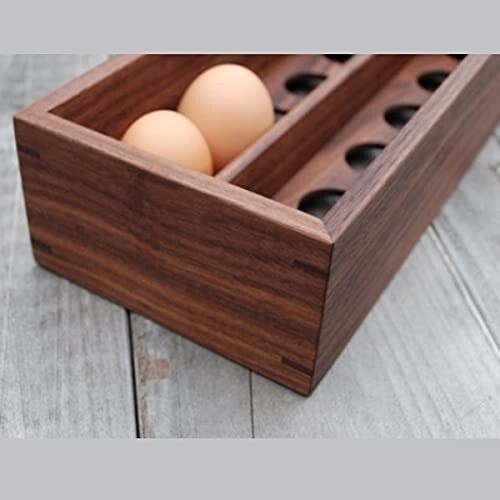 Wooden Egg Crate Teak Natural, Counter Top - Egg Holder for Store and ...