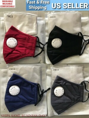 Reusable PM2.5 Mask Cotton Face Cover Activated Carbon With Filter ...