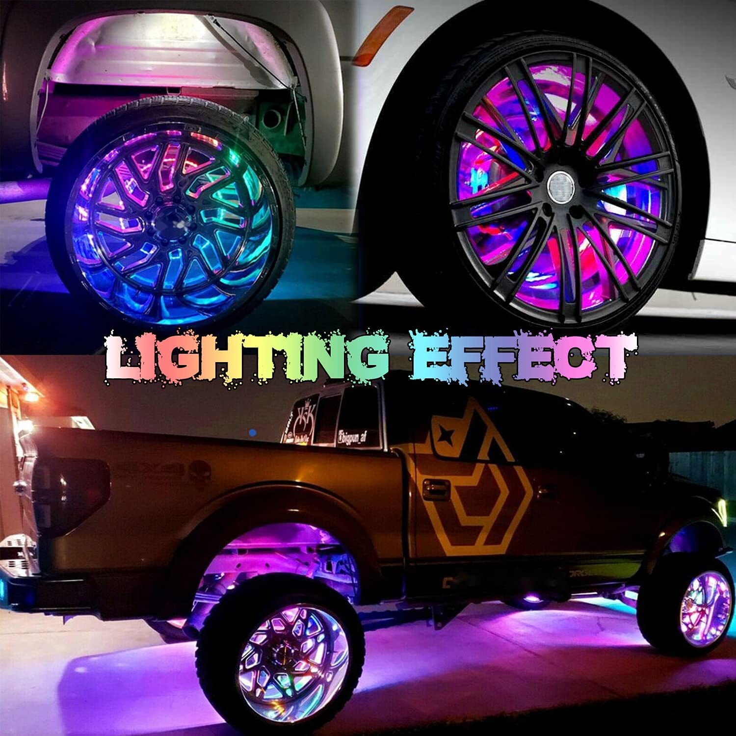 4x 14.5'' RGB Wheel Ring Lights LED Light For Truck Car Rim Lights ...