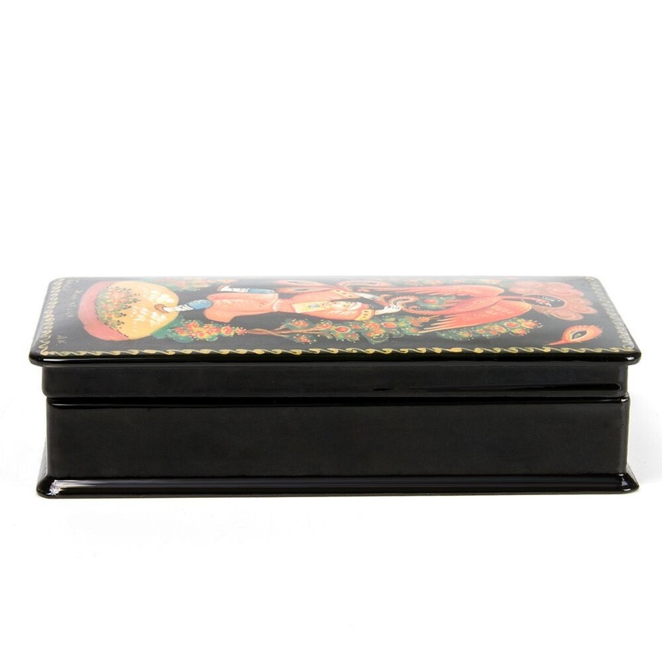 5" Firebird Lacquered Trinket Box Handmade Russian Palekh Keepsake ...