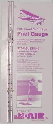 J-Air Fuelhawk Fuel Gauge - Cessna C-152 / 12 Gallon - Pre-Flight Fuel ...