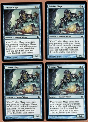 MTG Magic The Gathering 4x Trinket Mage - Fifth Dawn (5DN) Blue Playset ...