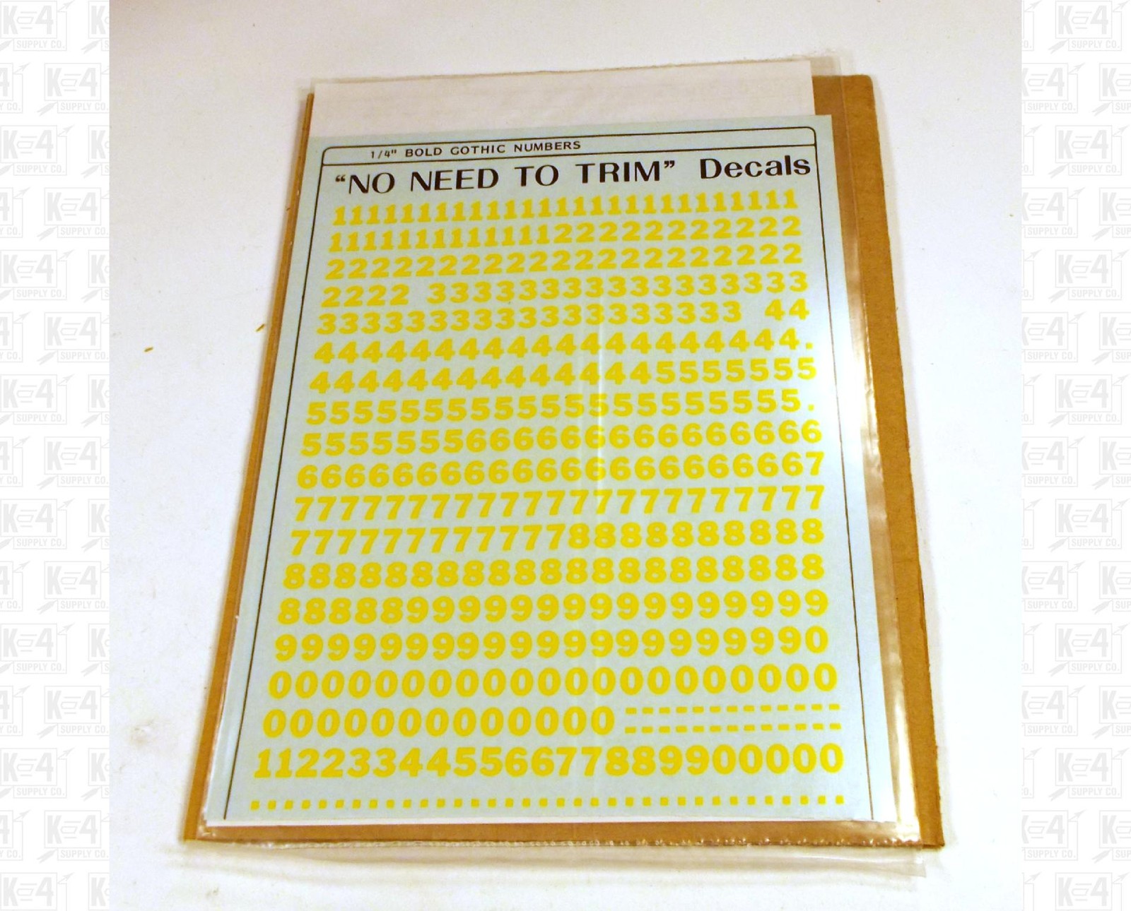 Virnex HO Decals Medium Yellow 1/4 Inches Bold Gothic Number Set 3043 ...
