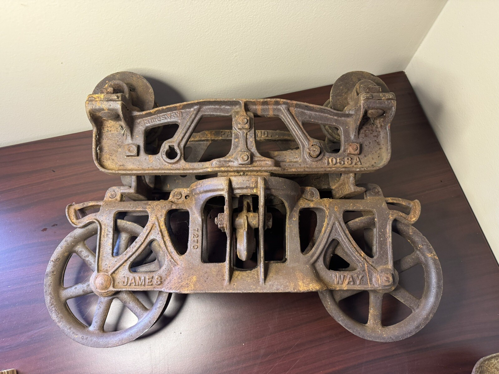 Antique Cast Iron Jamesway Hay Trolley | Grelly USA