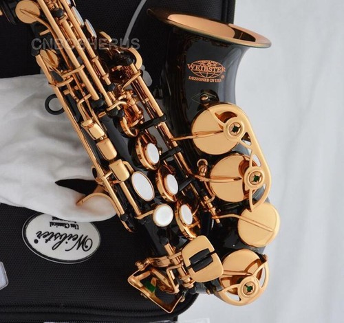 Prof Black Gold Bell Curved Soprano Saxophone Bb Sax High F# Free ...