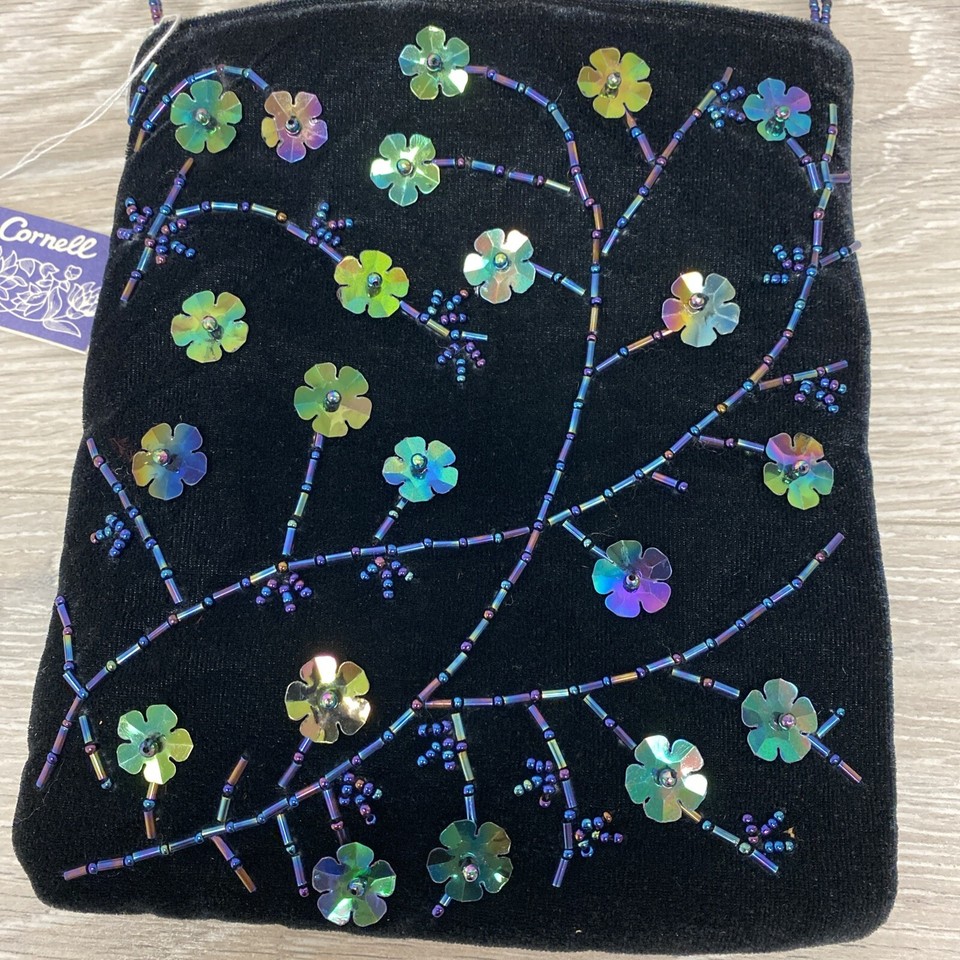 April Cornell Purse Black Japan Bag Beaded Sequin Cornell Trading with ...