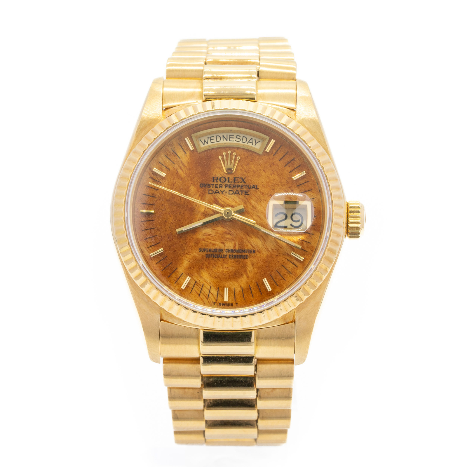 Rolex Day-Date Ref.18038 Walnut Wood Dial 18k Yellow … - Gem