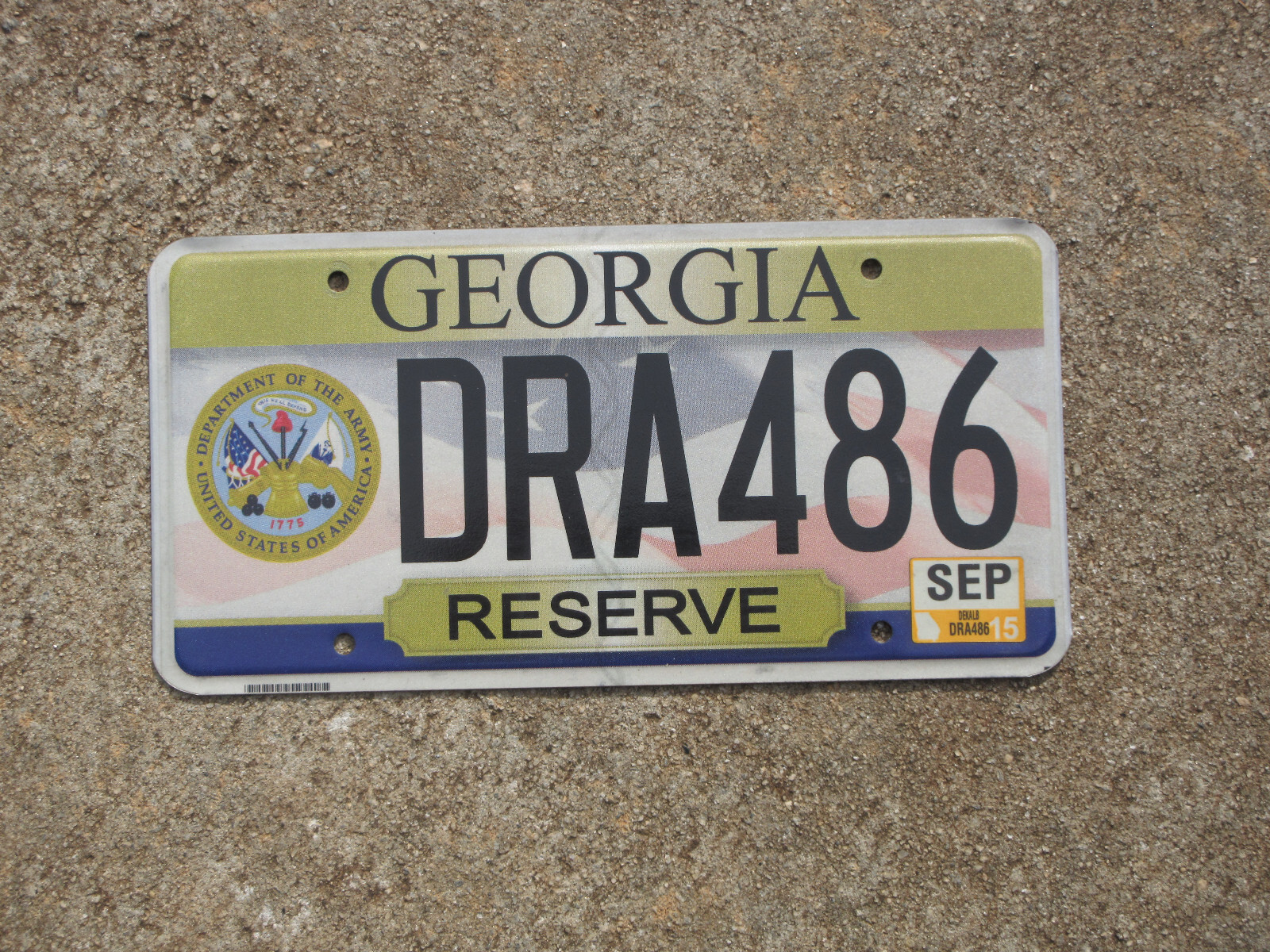 2015 Georgia Army Reserve License Plate DRA 486 Military GA | eBay
