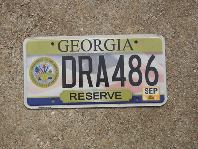 2015 Georgia Army Reserve License Plate DRA 486 Military Veteran GA | eBay